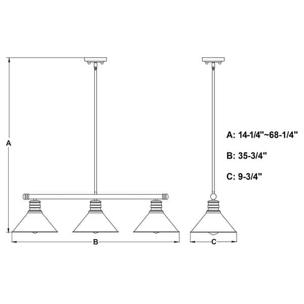 Vaxcel Lighting H0269 Akron 3 Light 36" Wide Linear Chandelier - Bed Bath & Beyond - 39784707